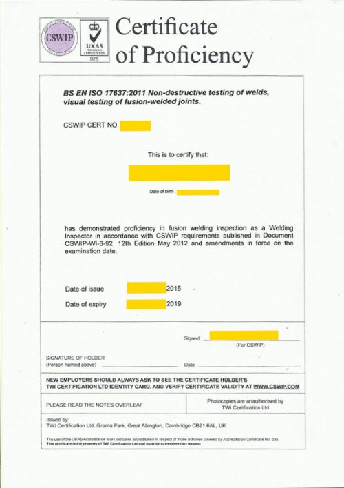 cswip-wi-certificate - SLV